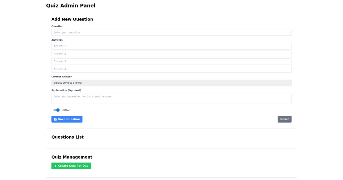 Create and Manage Quizzes with React & Tailwind