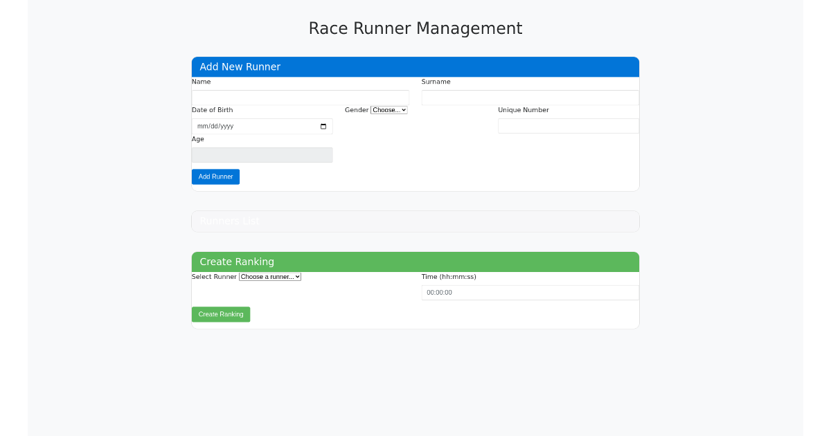 Race Management Dashboard - Free Html, Bootstrap Component
