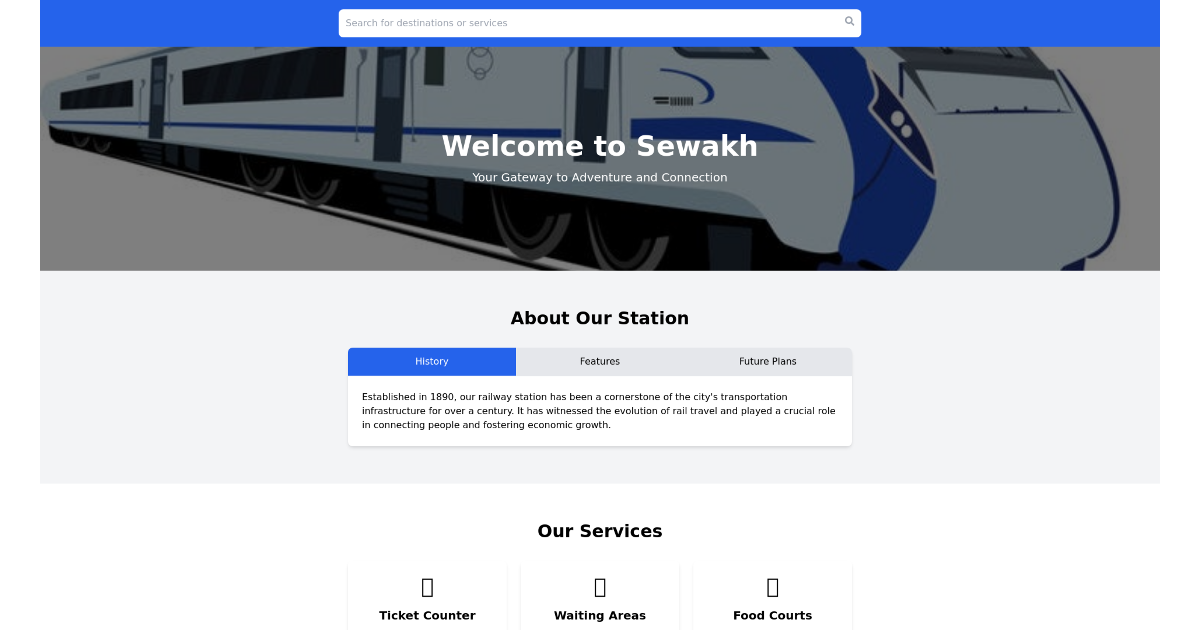 Railway Station Navigation - Free React, Tailwind Component