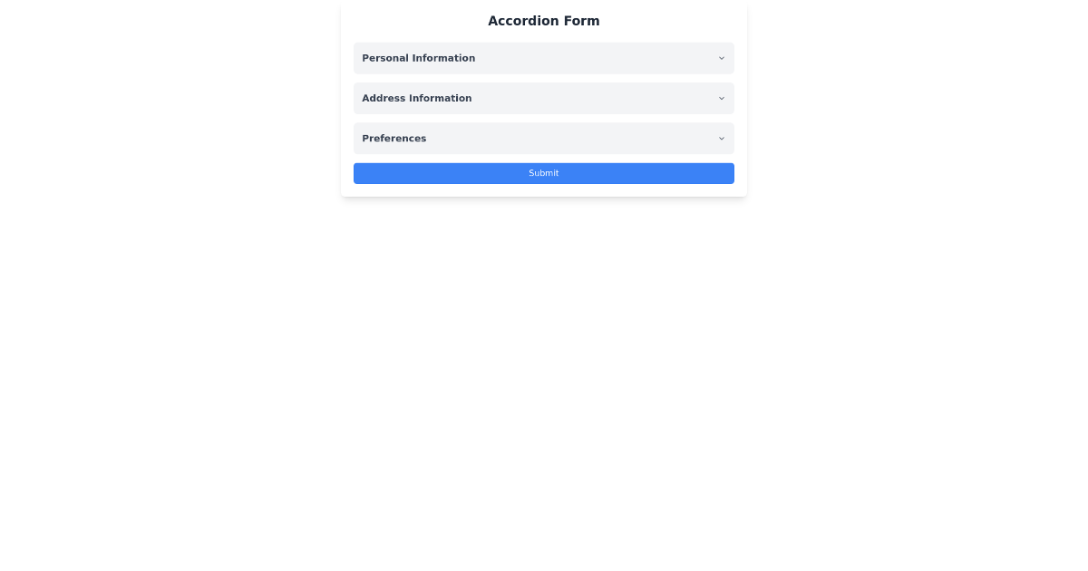 Accordion Form - Free React, Tailwind Component