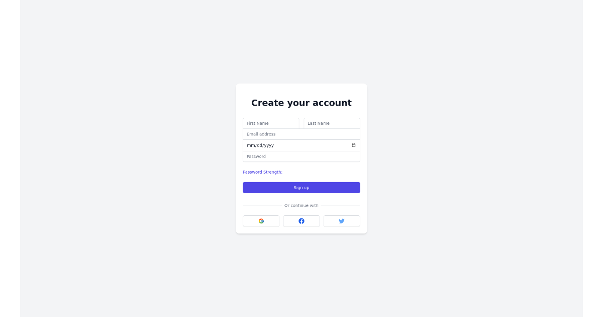 Account Creation Form - Free React, Tailwind Component