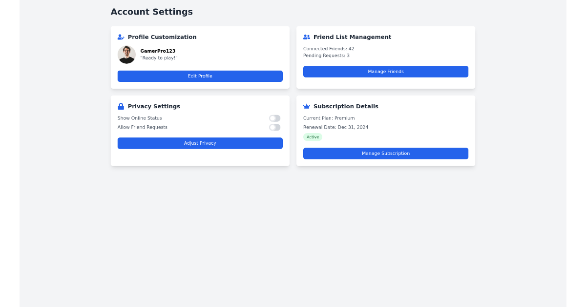 Account Settings - Free React, Tailwind Component