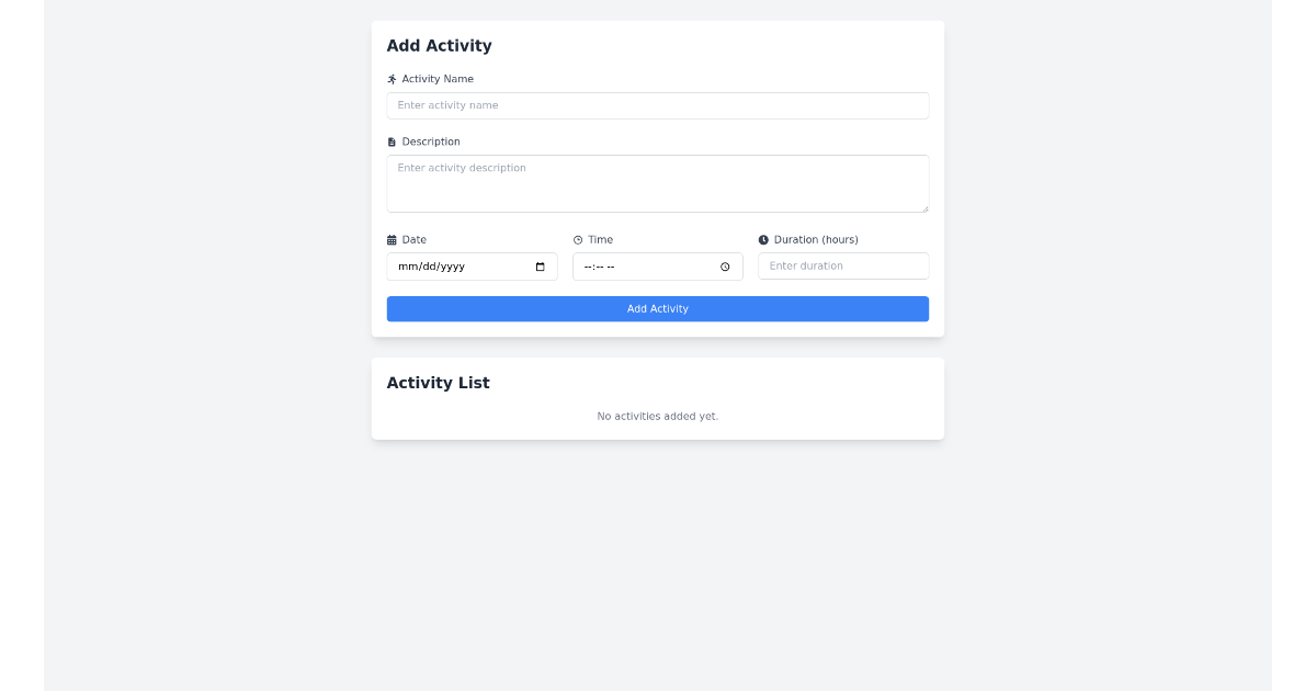 Activity Tracker - Free React, Tailwind Component