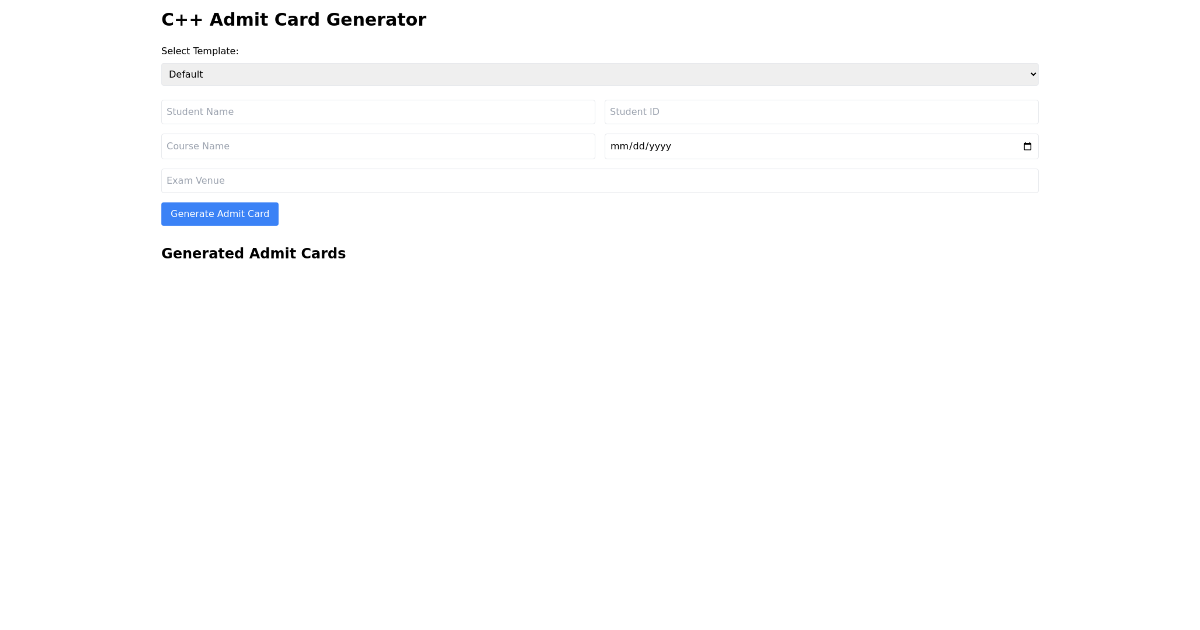 Admit Card Generator - Free React, Tailwind Component