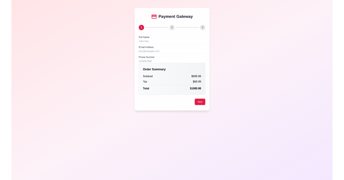 Payment Gateway - Free React, Tailwind Component
