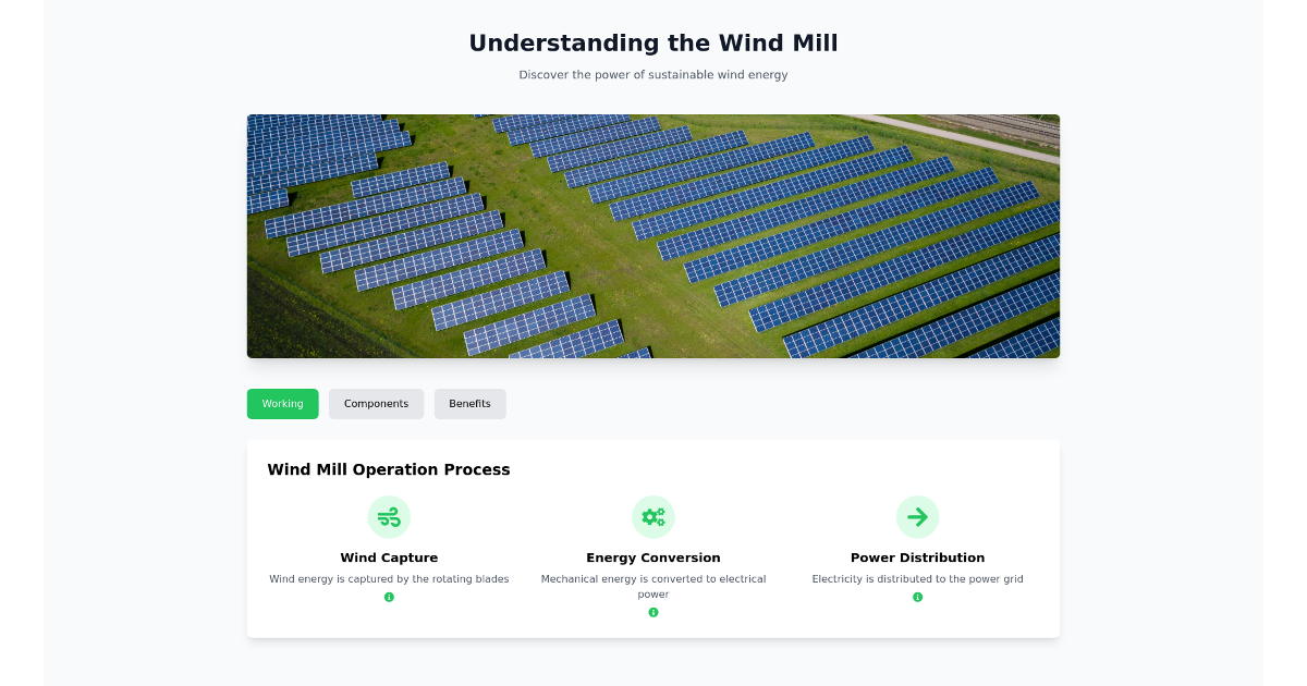 Wind Power Education - Free React, Tailwind Component