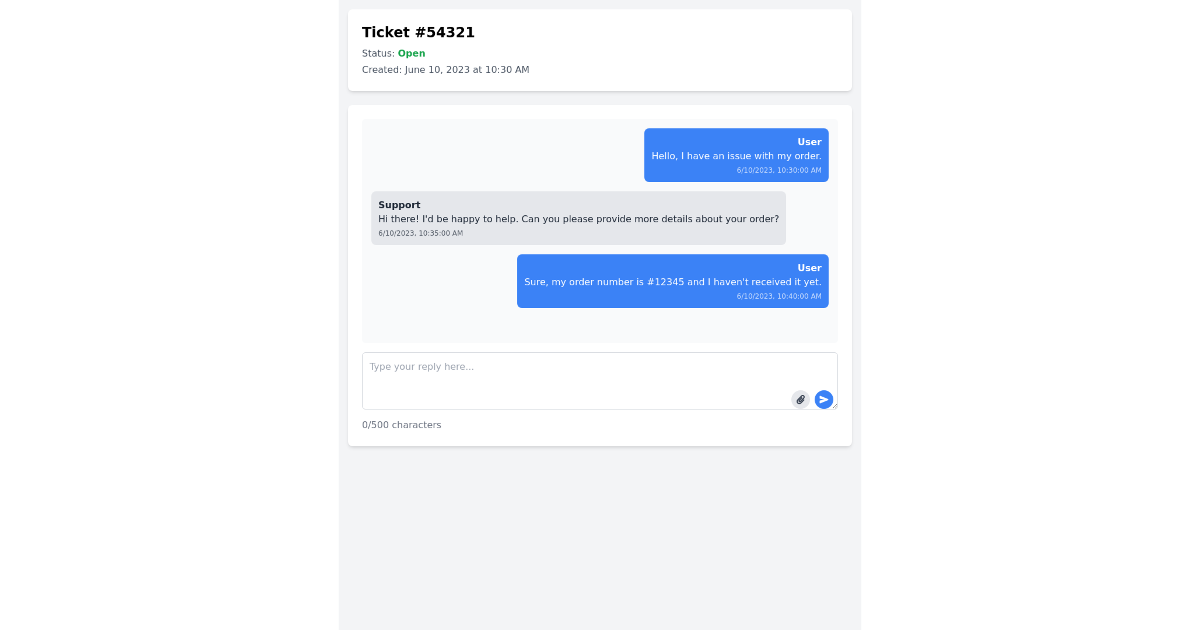 Single Ticket View - Free React, Tailwind Component