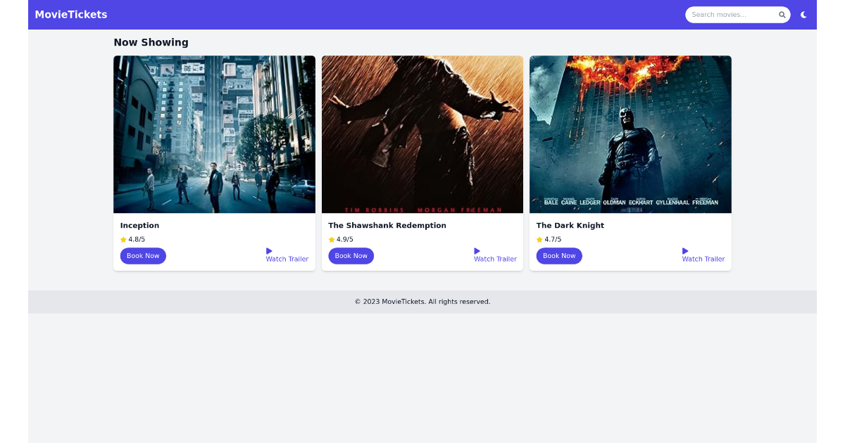 Movie Ticket Booking - Free React, Tailwind Component