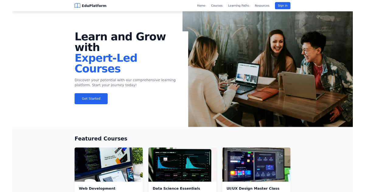 Educational Platform - Free React, Tailwind Component