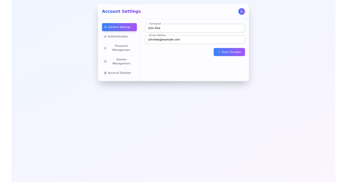 Account Settings - Free React, Tailwind Component