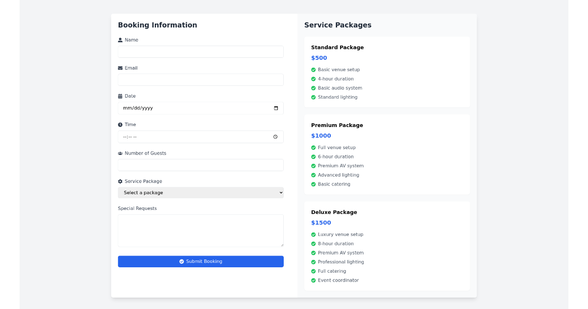 Booking Page - Free React, Tailwind Component