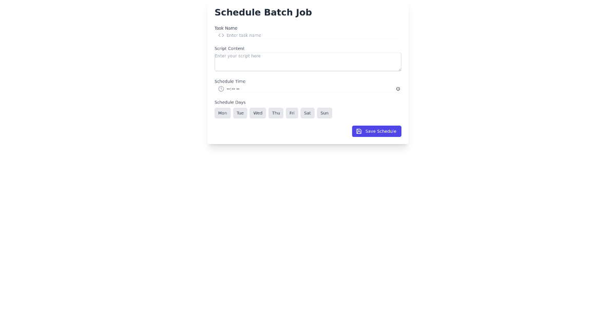 Batch Job Scheduler - Free React, Tailwind Component