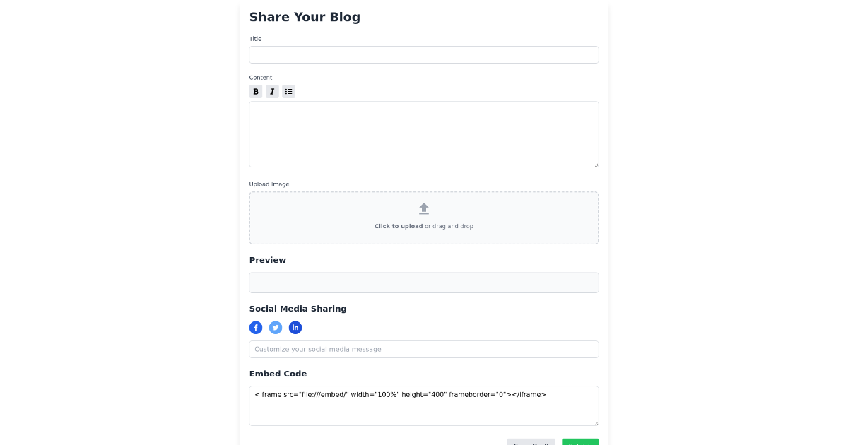 Blog Share Component - Free React, Tailwind Component