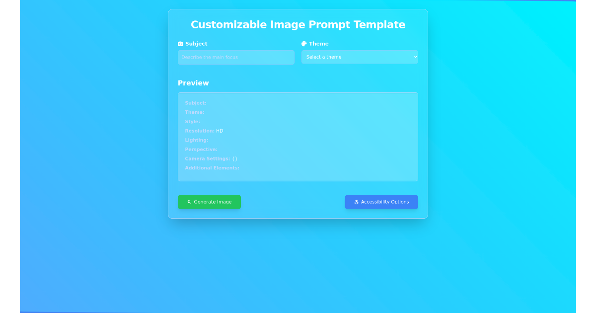 Image Prompt Template - Free React, Tailwind Component