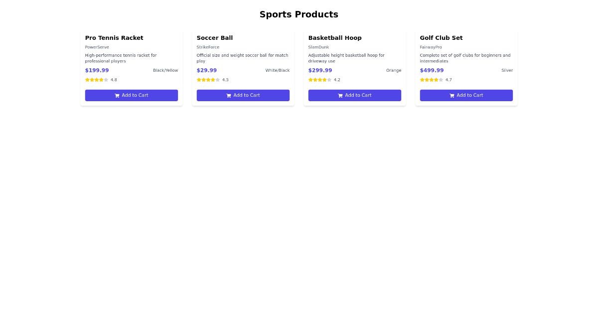 Products - Free React, Tailwind Component