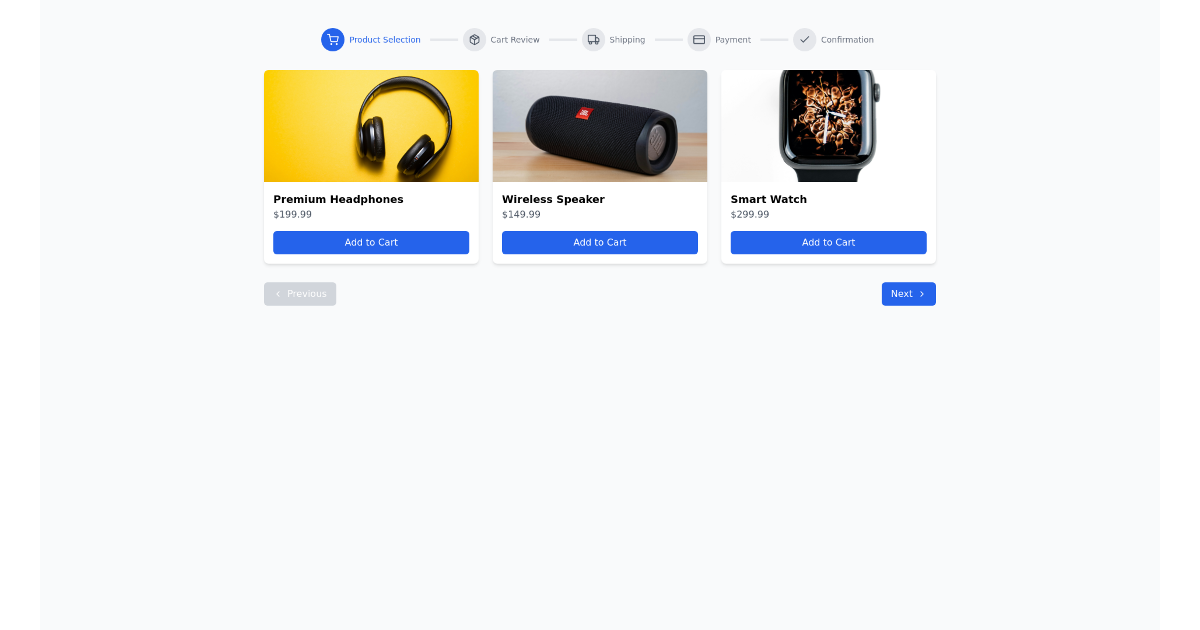 Purchase Process - Free React, Tailwind Component