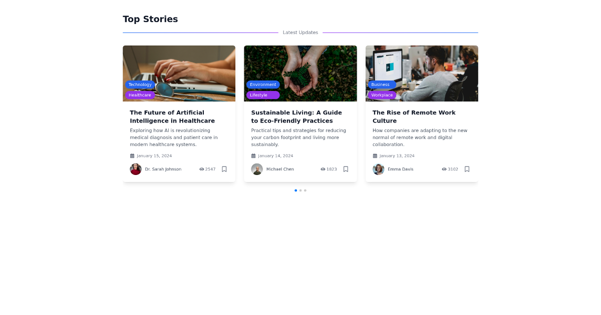 Top Stories - Free React, Tailwind Component