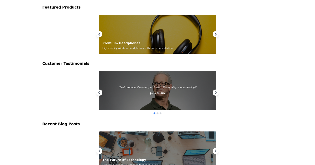React Carousel with Overlay Text - Tailwind CSS Components