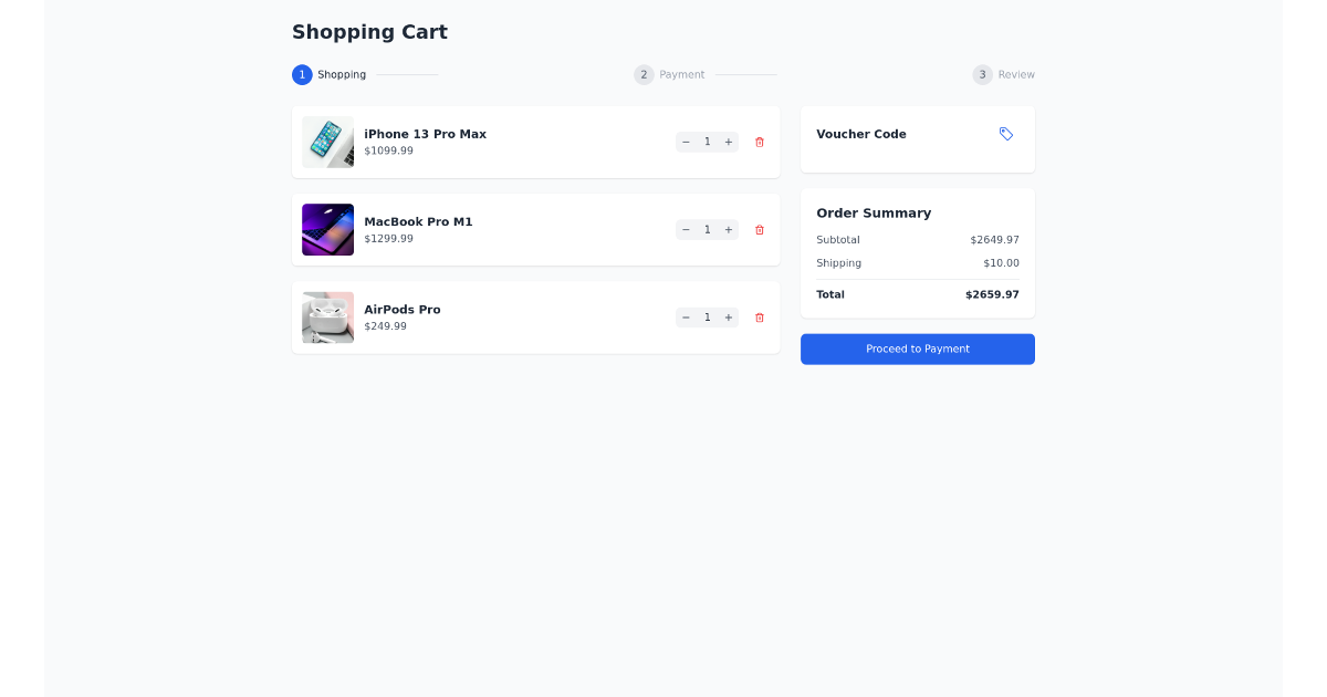 React Cart Summary Component - Show Detailed Product Info in Step 2