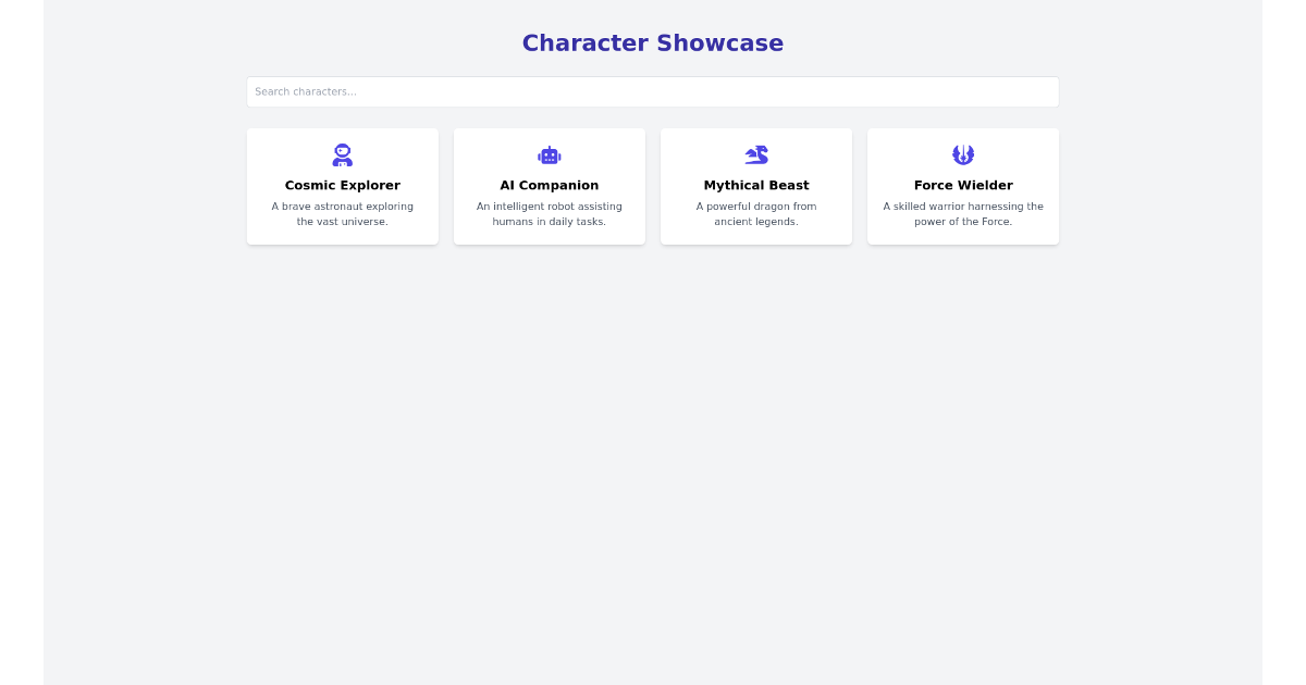 Character Card - Free React, Tailwind Component