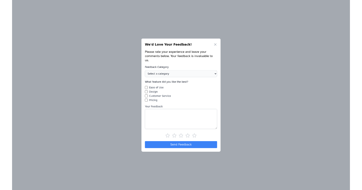 Feedback Form Modal - Free React, Tailwind Component