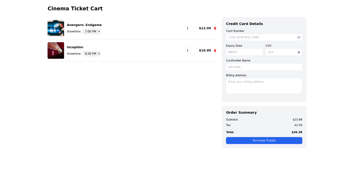 Shopping Cart - Free React, Tailwind Component