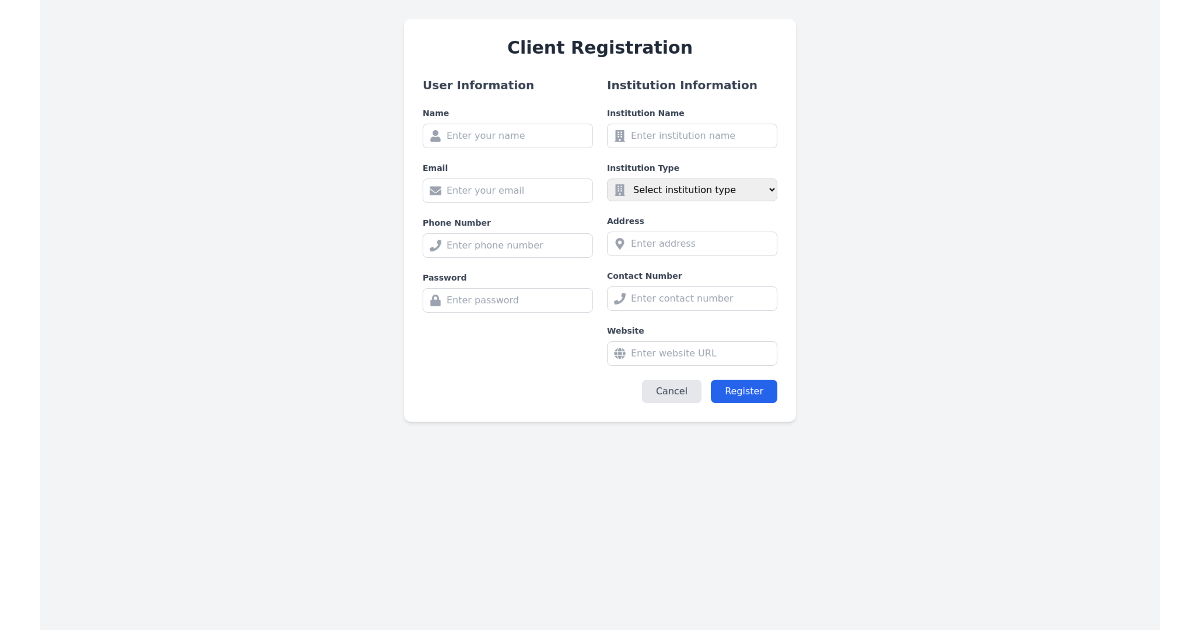 Client Registration Form - Free React, Tailwind Component