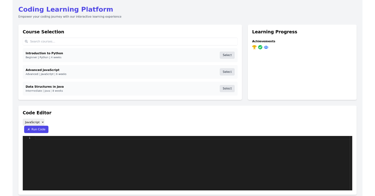 Coding Learning Platform - Free React, Tailwind Component