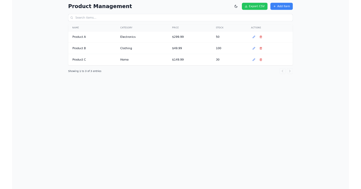 C R U D Application - Free React, Tailwind Component
