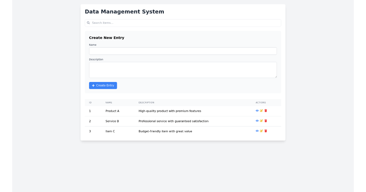 C R U D Interface - Free React, Tailwind Component