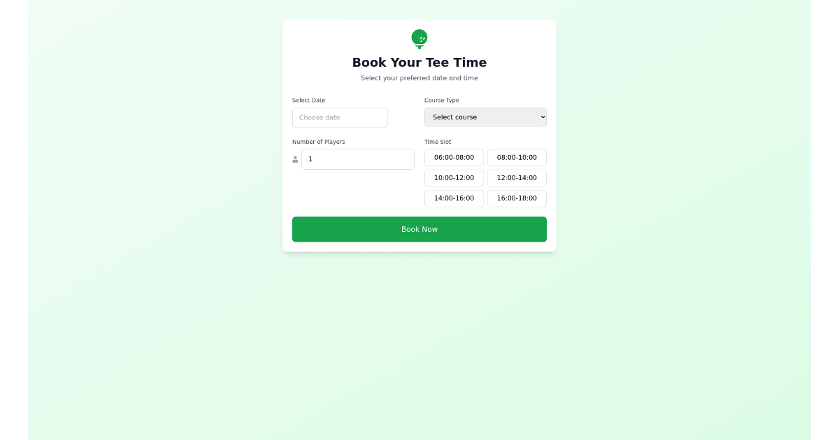 Tee Time Booking - Free React, Tailwind Component