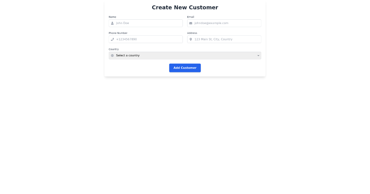 Customer Creation Form - Free React, Tailwind Component