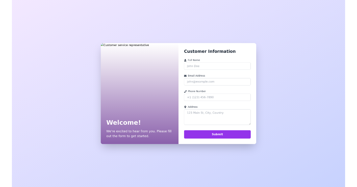 Customer Form - Free React, Tailwind Component