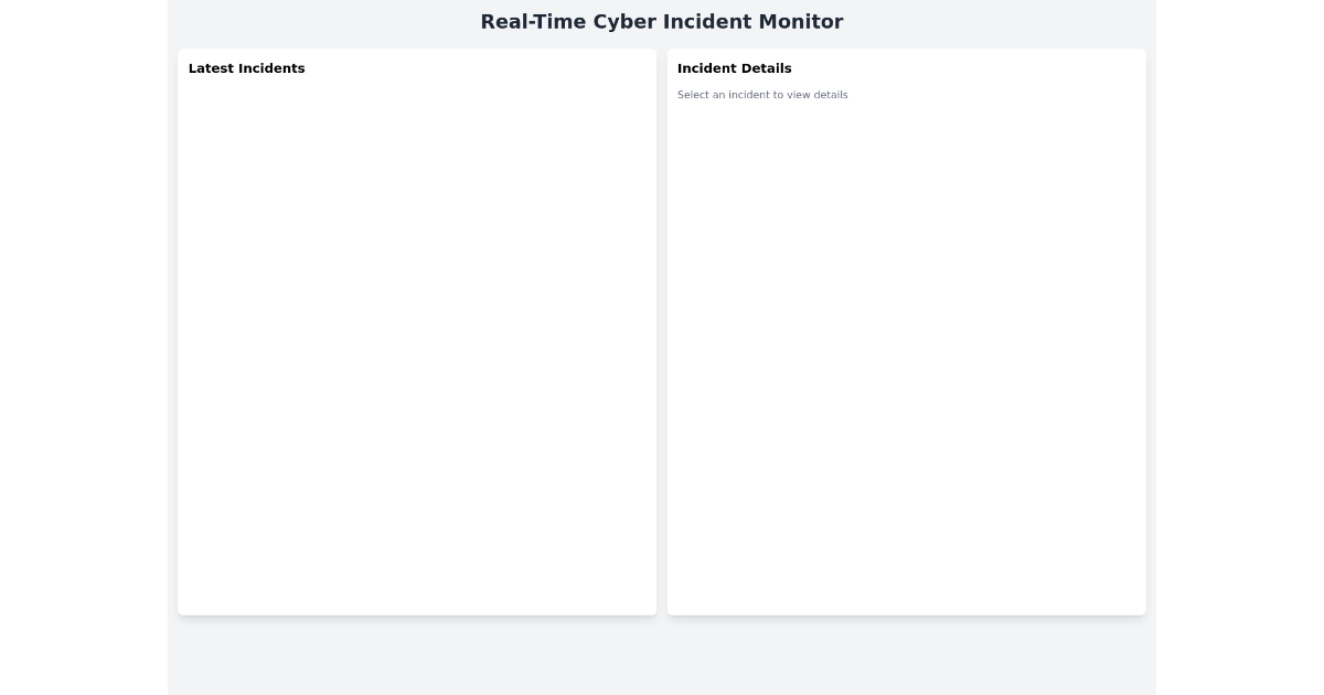 Cyber Incident Monitor - Free React, Tailwind Component