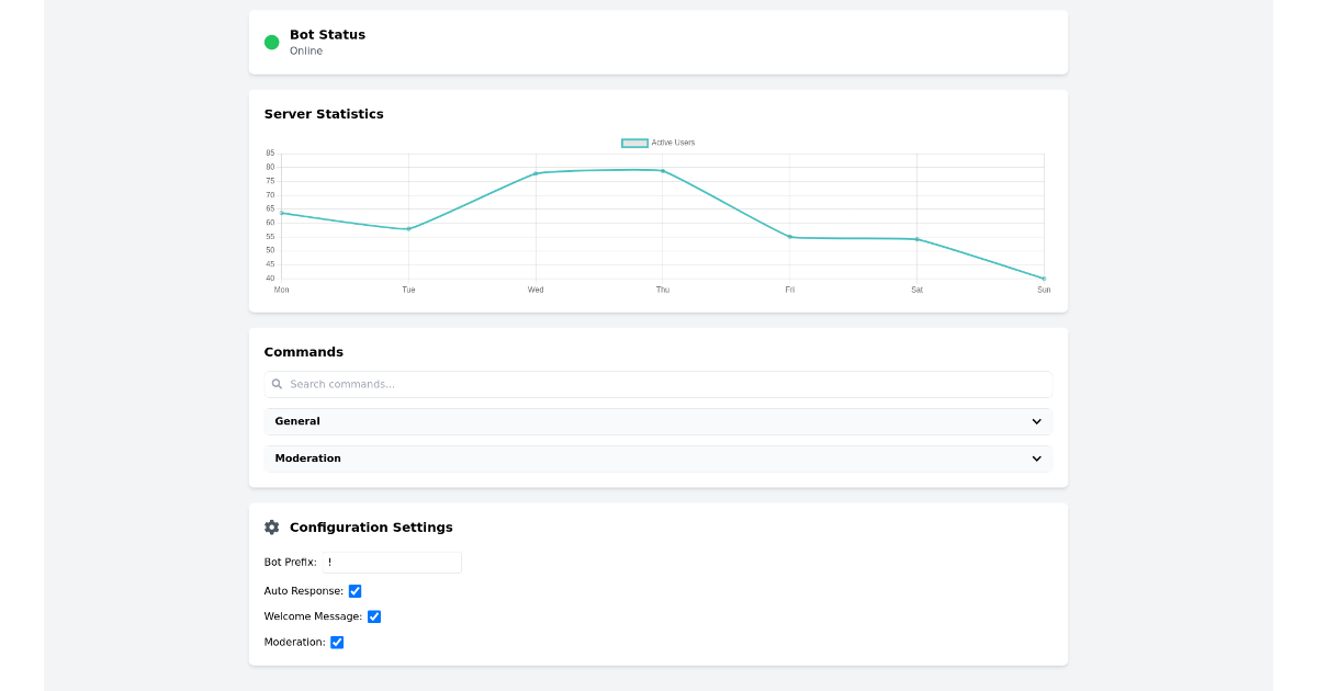 Discord Bot Dashboard Free React Tailwind Component