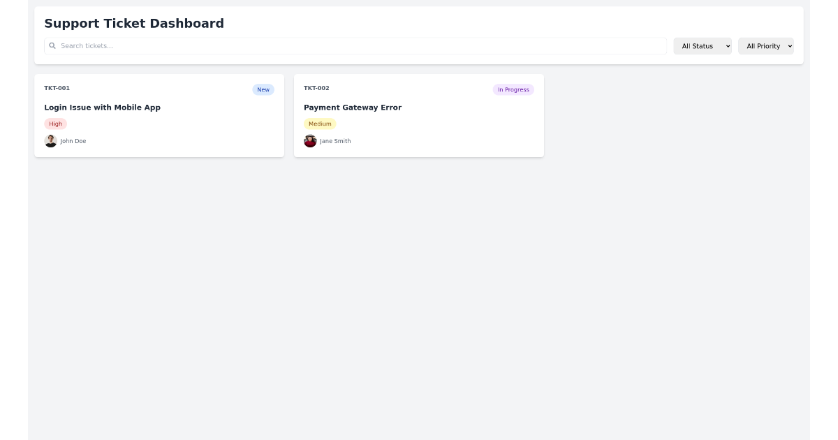 Ticket Dashboard - Free React, Tailwind Component