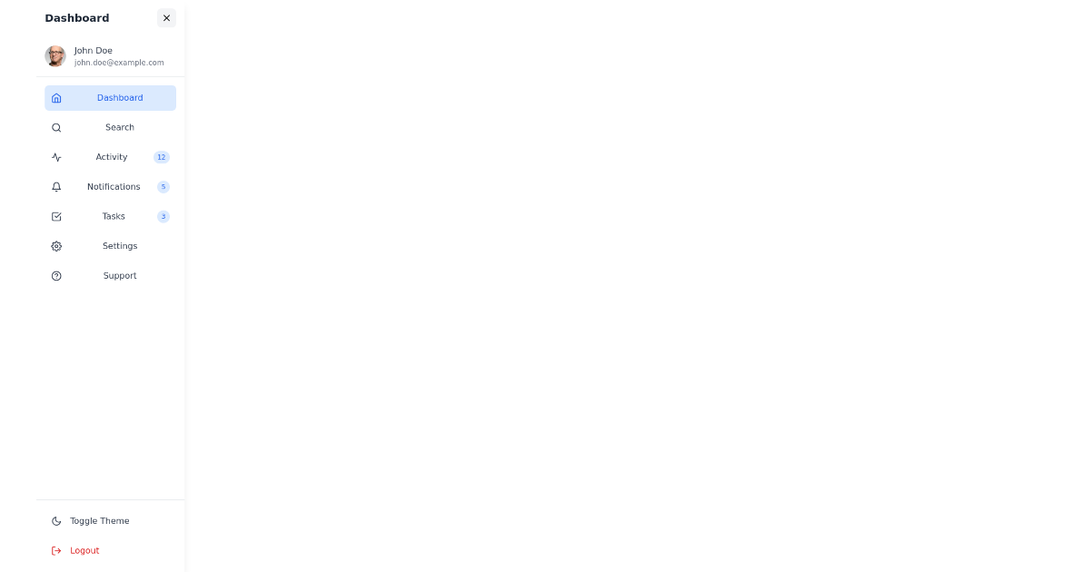 React Dashboard Sidebar Component with Tailwind