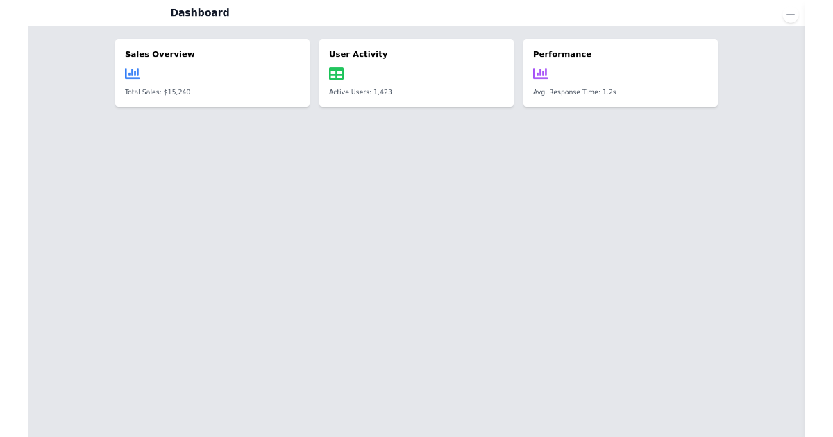 React Dashboard Component with Collapsible Sidebar | Tailwind UI
