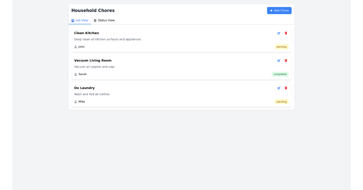 Chore Scheduler - Free React, Tailwind Component