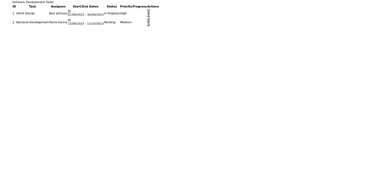 Development Tasks Data Grid - Free React, Tailwind Component