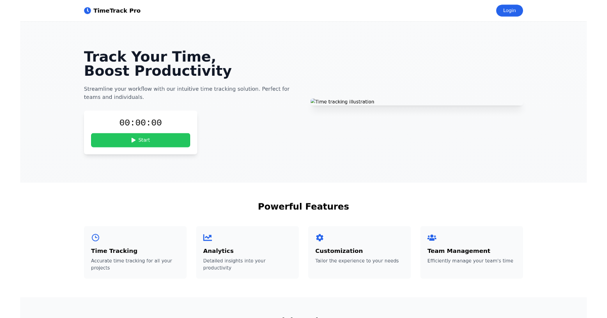 React SaaS Landing Page for Time Tracking | Tailwind UI