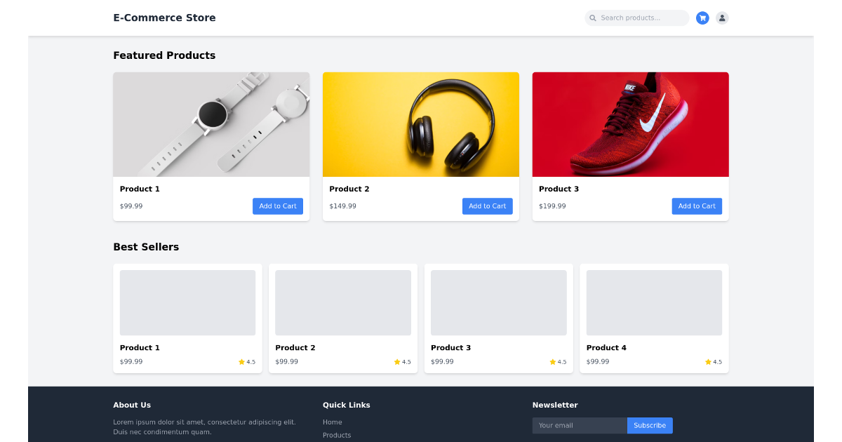 E Commerce - Free React, Tailwind Component