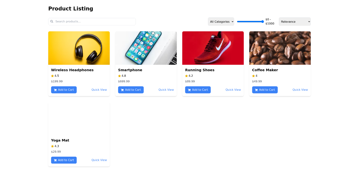Product Listing Page - Free React, Tailwind Component