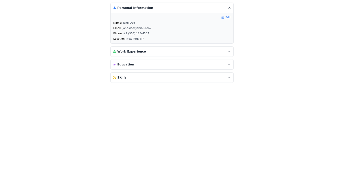 React Education & Skills Collapsible Components | Tailwind UI Library