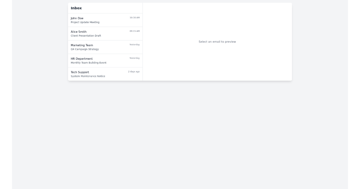 Email Inbox - Free React, Tailwind Component