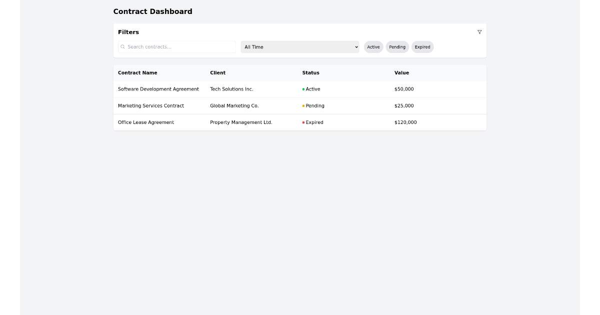 React ERP Contracts Management Dashboard | Tailwind UI Components