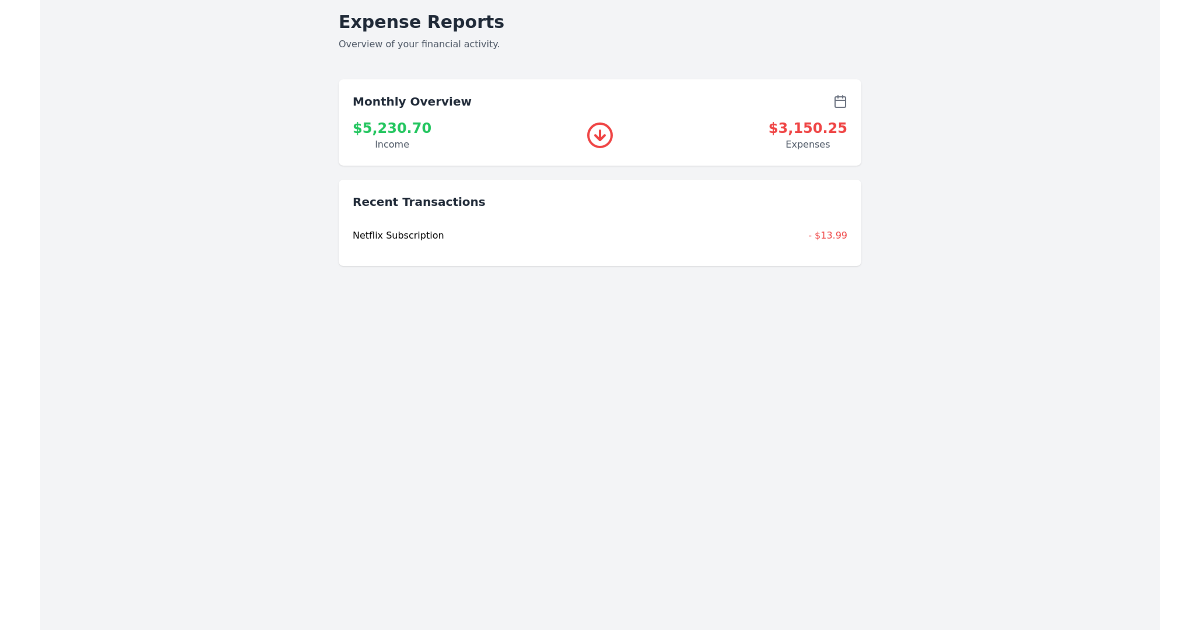 Expense Tracking Reports Page - React & Tailwind
