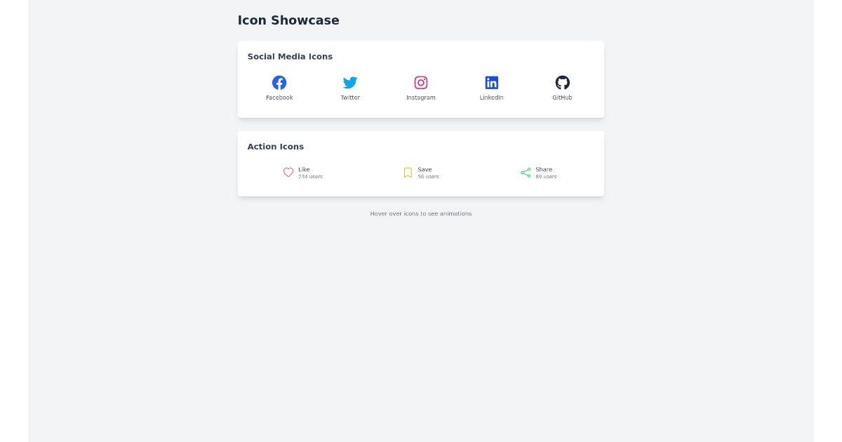 Icon Showcase - Free React, Tailwind Component