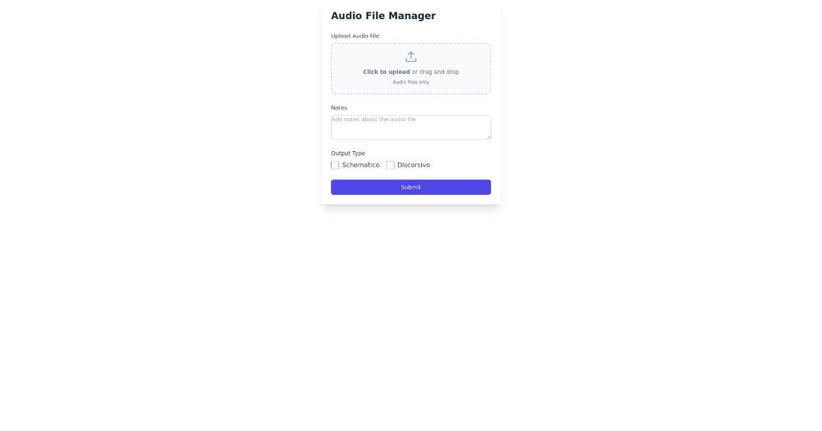 Audio File Manager - Free React, Tailwind Component