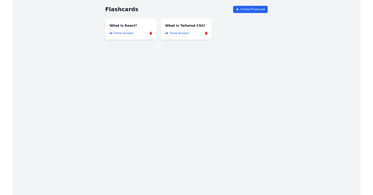 Flashcard App - Free React, Tailwind Component